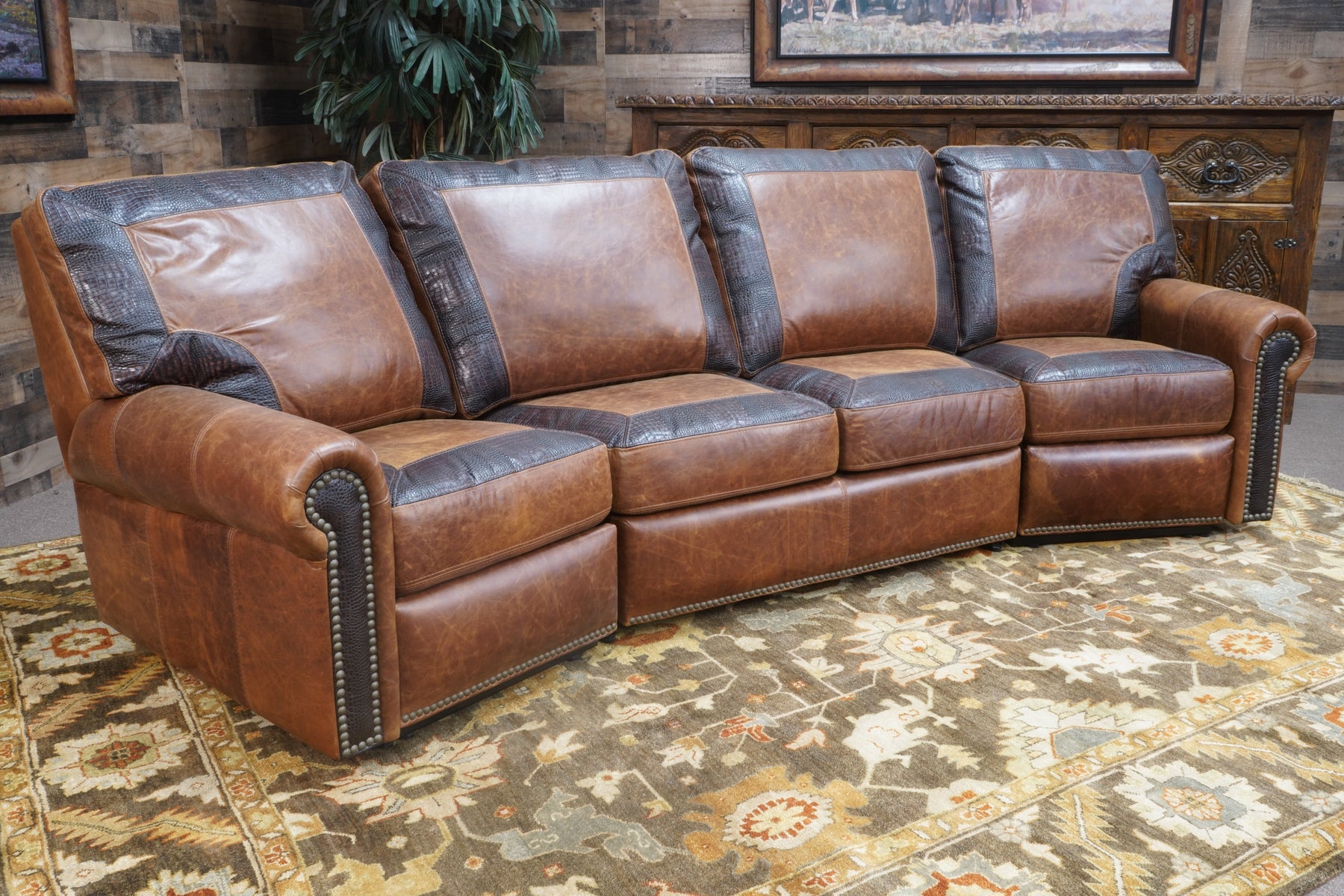 Pitchfork Western Curved Reclining Sofa – Hat Creek Interiors