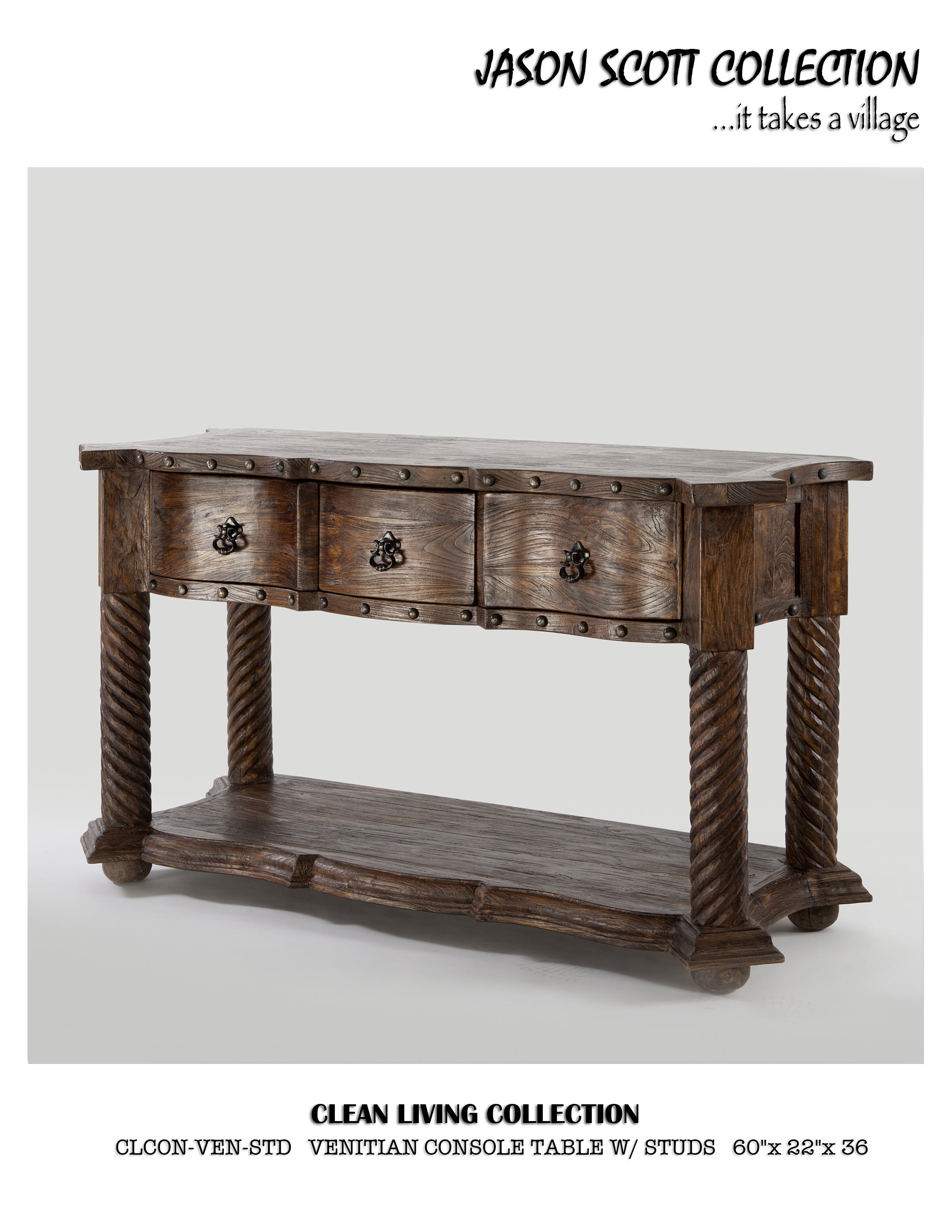 Venetian Console Table w/Studs – Hat Creek Interiors