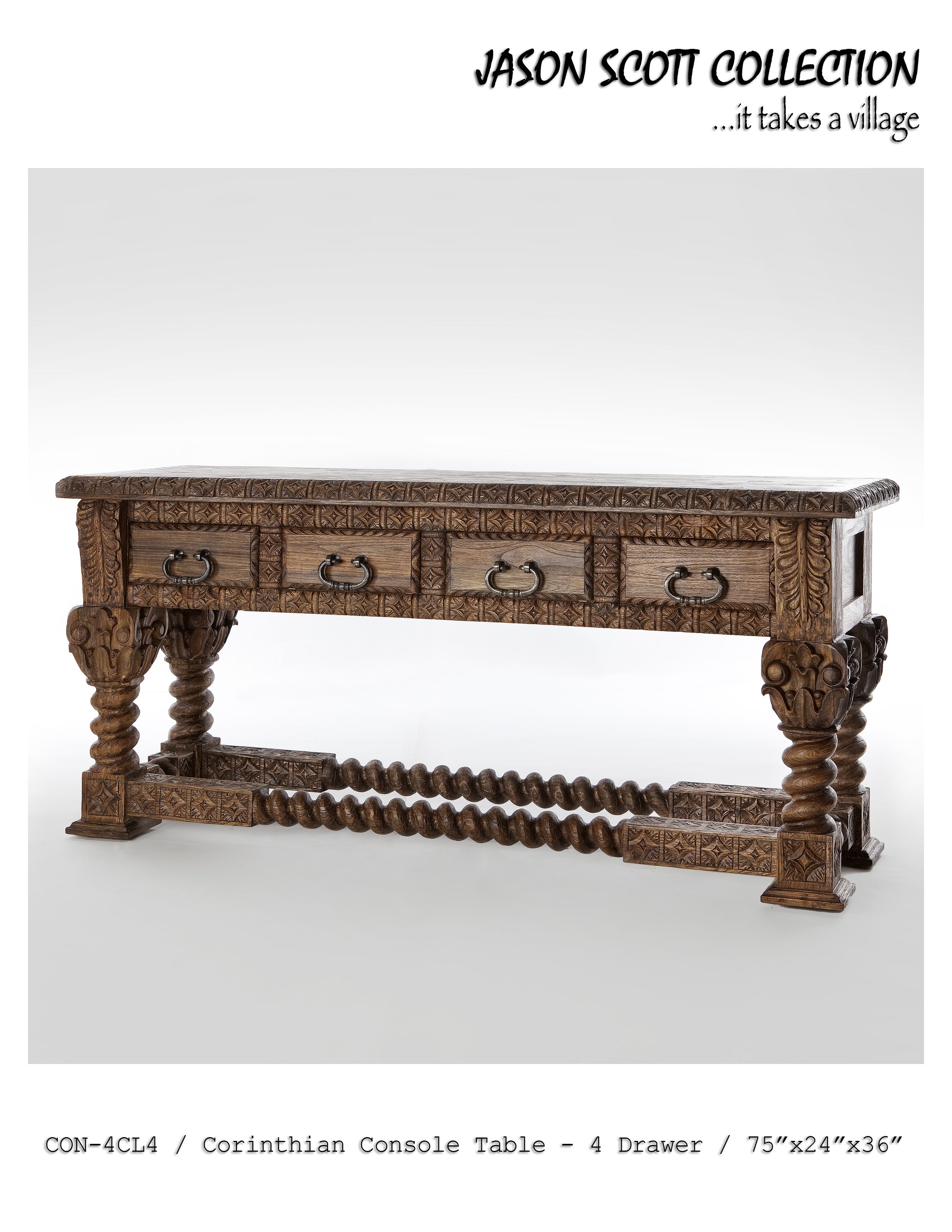 Corinthian Console Table (4 Drawer) – Hat Creek Interiors