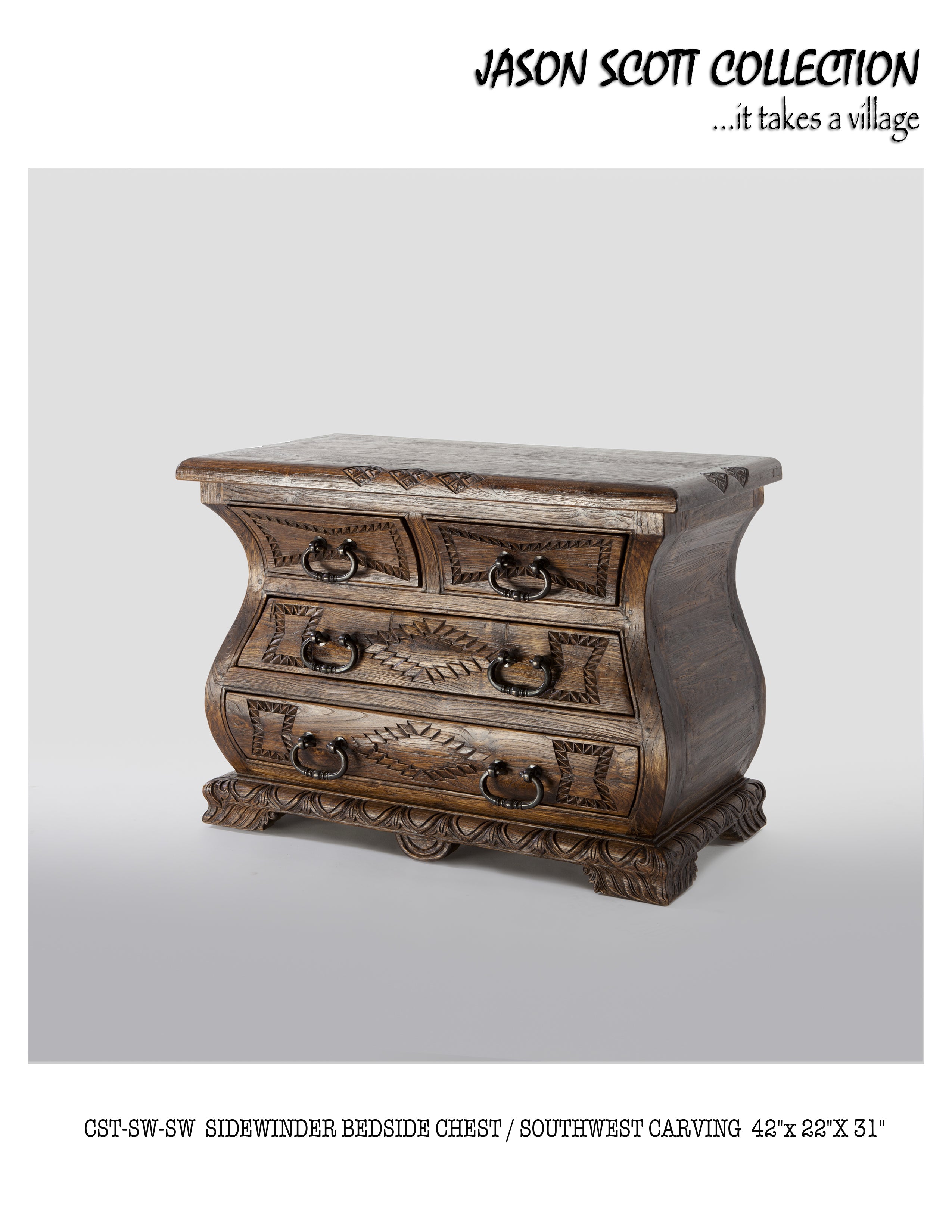 Sidewinder Bedside Chest (Southwest Carving) – Hat Creek Interiors