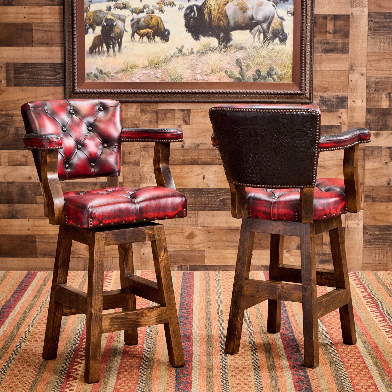 Guns Up Western Leather Bar Stool – Hat Creek Interiors