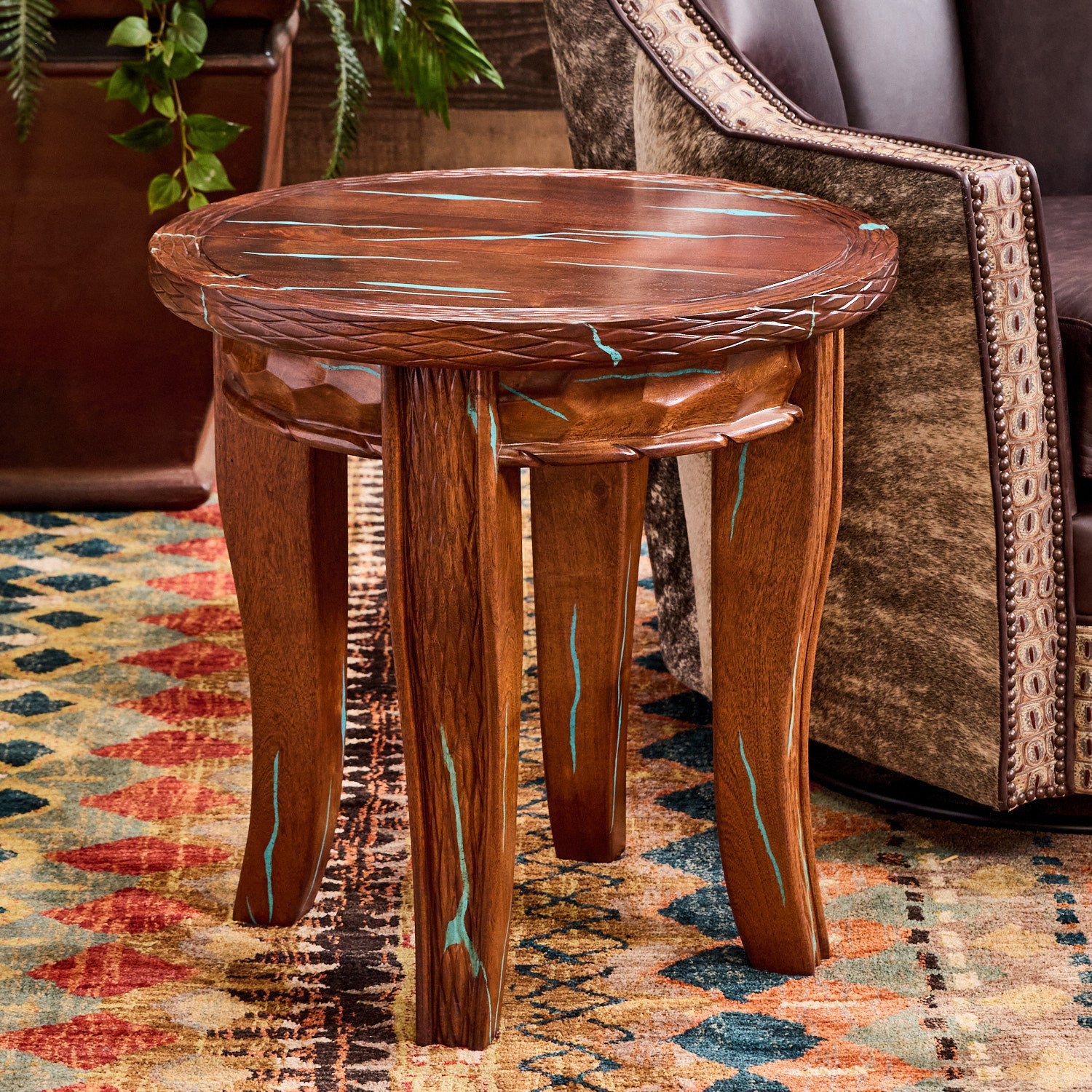 Brazos Mesquite Side Table - Round – Hat Creek Interiors