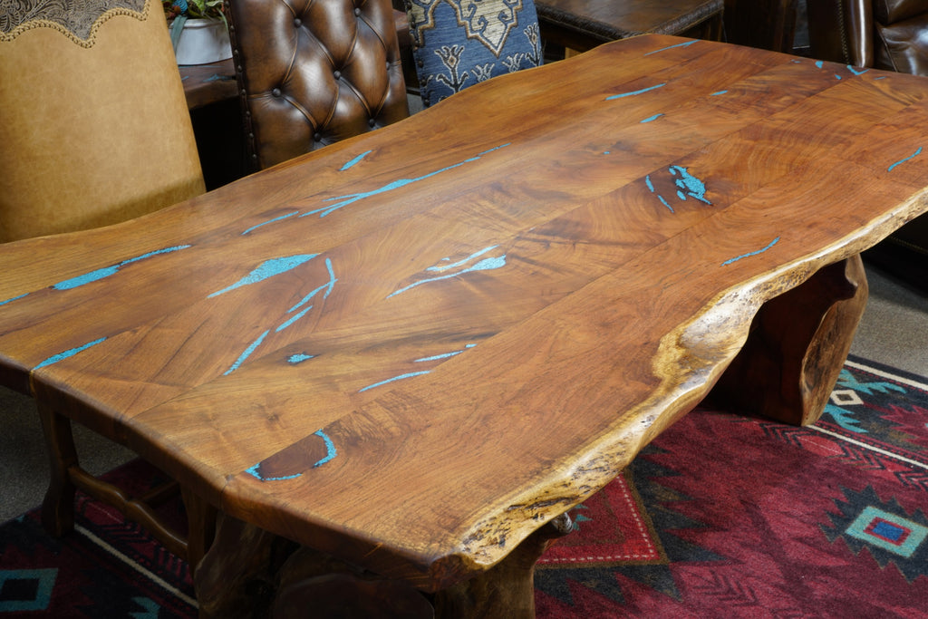 Mesquite Dining Table For Sale | Dining Table With Turquoise Inlay ...