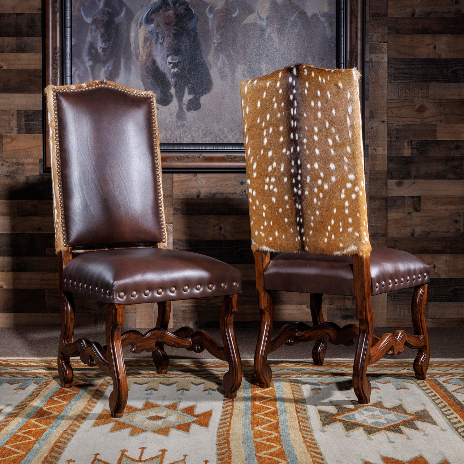 Western Axis Deer Hide Dining Chair | Rustic Dining Room Furniture ...