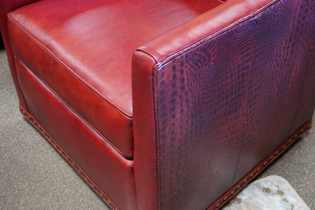Whitmore Red Gator Swivel Chair – Hat Creek Interiors