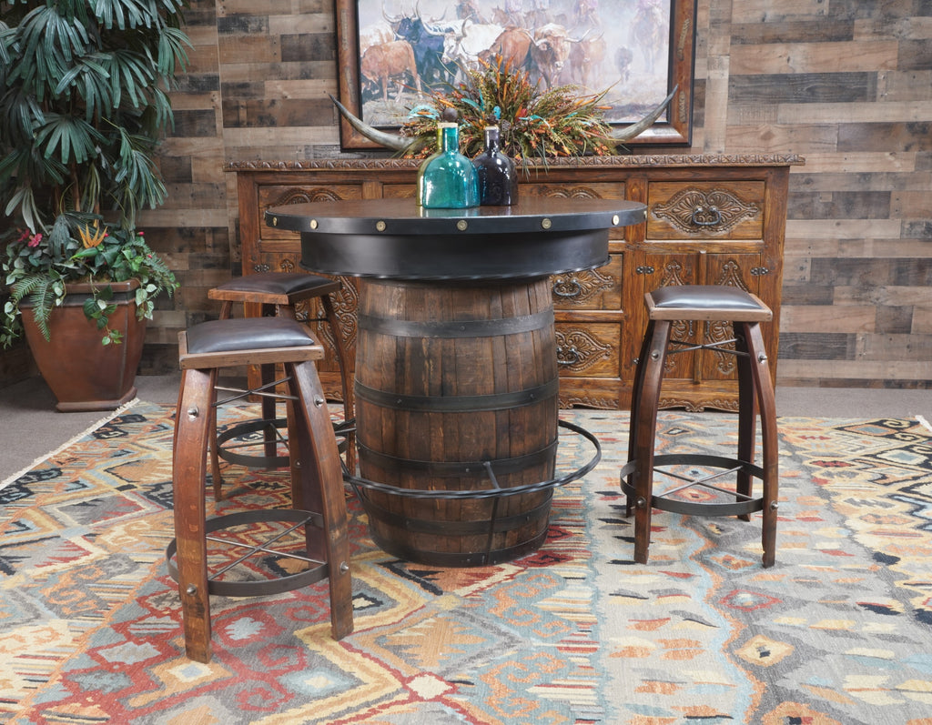 Whiskey Barrel Pub Table – Hat Creek Interiors