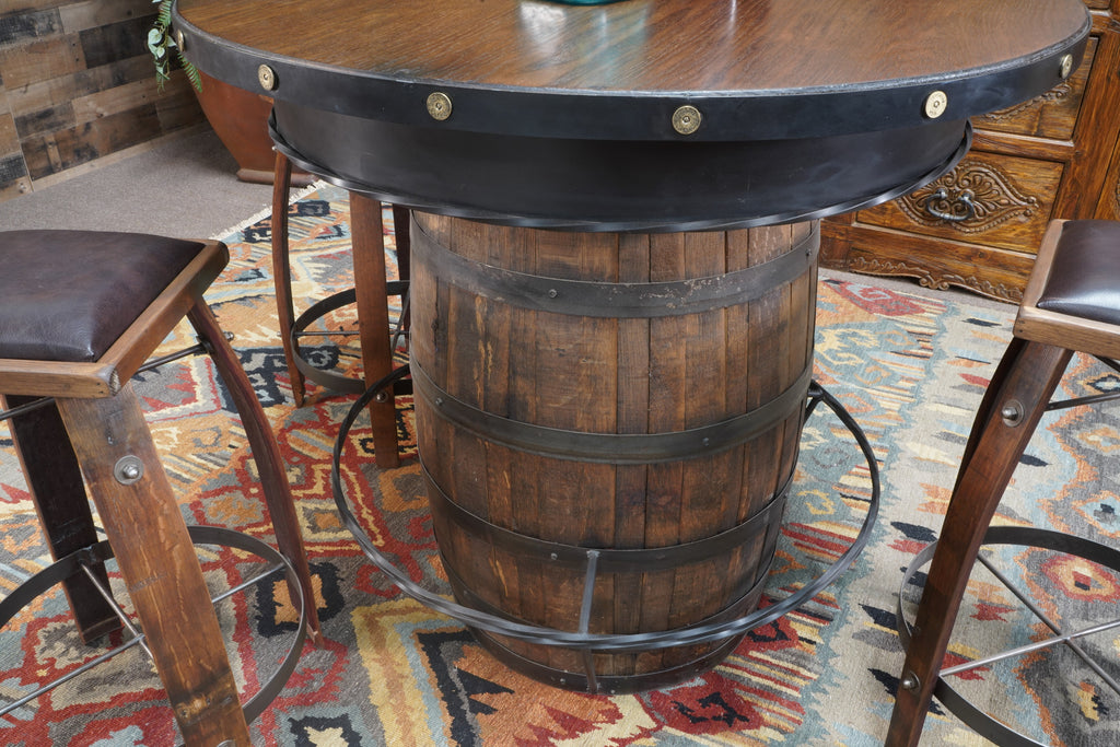 Whiskey Barrel Pub Table – Hat Creek Interiors