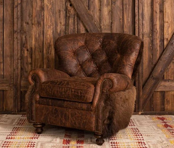 Yellowstone Buffalo Curved Back Tufted Chair | Upscale Buffalo ...