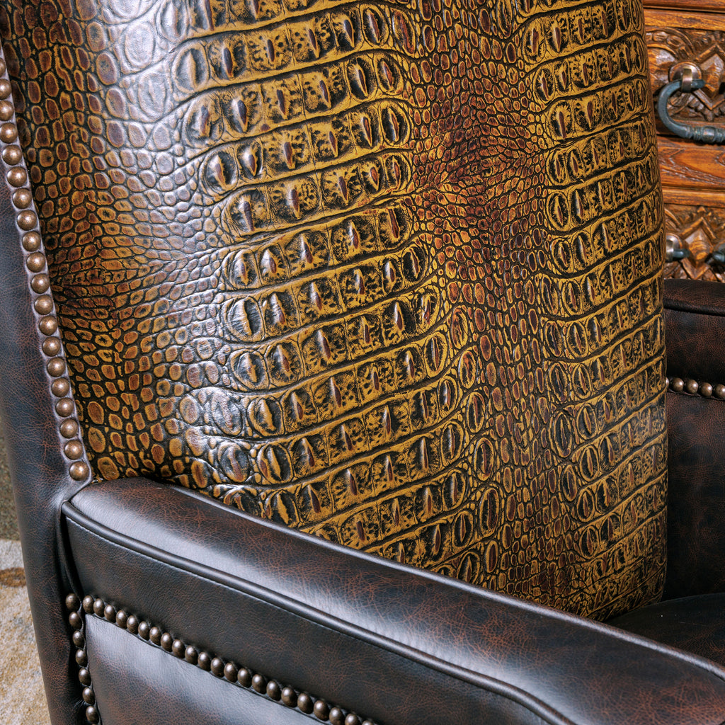 Elegant Rustic Gator Leather Office Chair - Desk Chair - Western Style ...