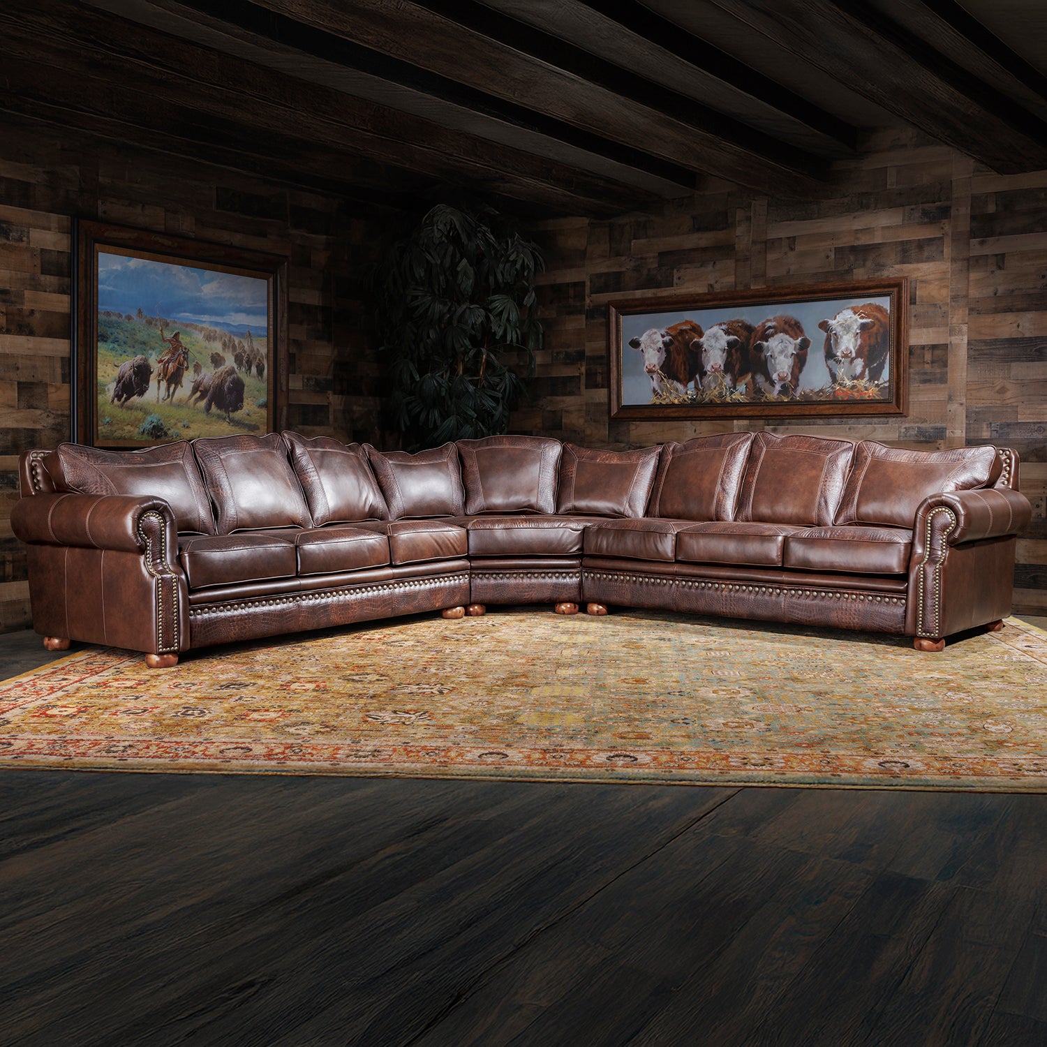 Carillo Western Leather Croc Sectional Sofa – Hat Creek Interiors