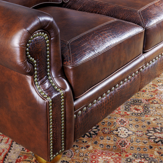 Carillo Western Leather Croc Sectional Sofa – Hat Creek Interiors