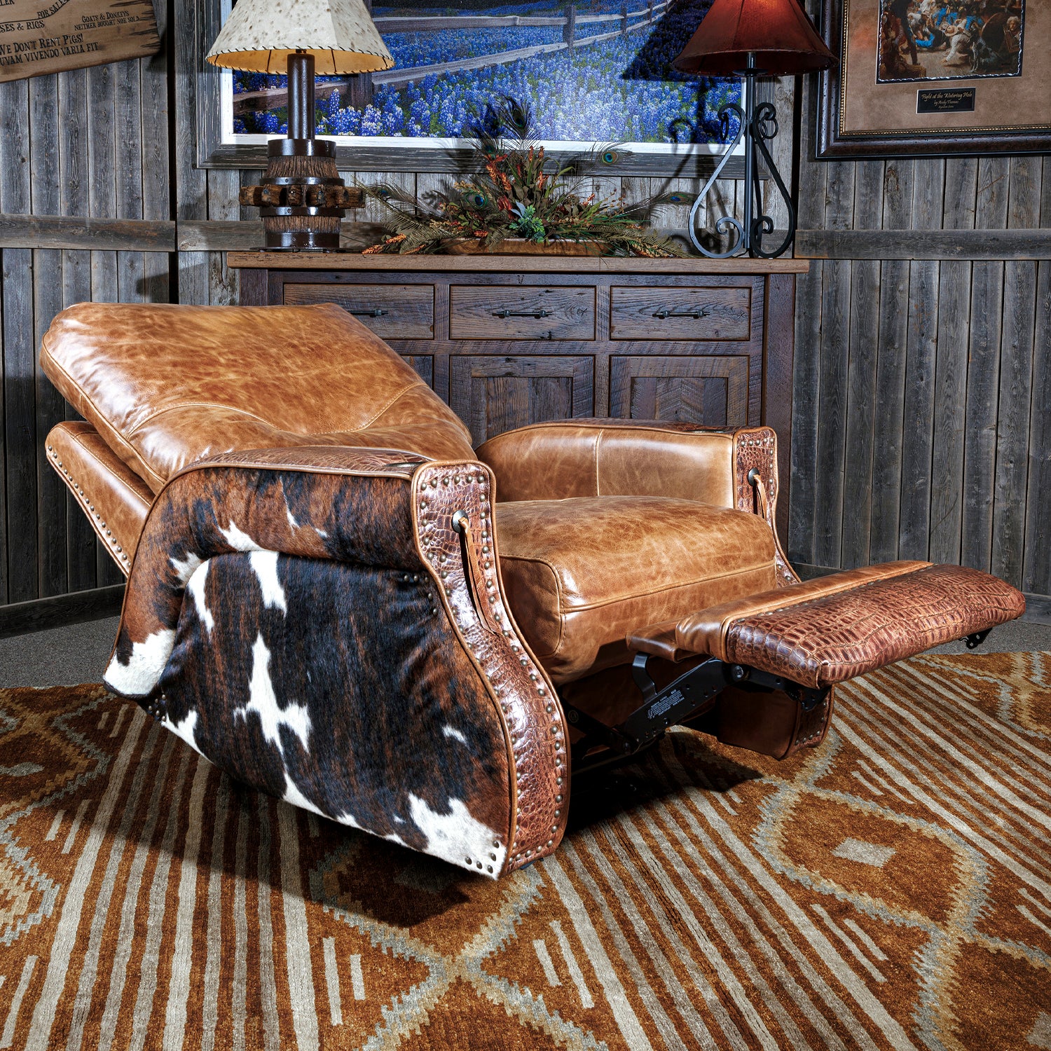 Ridley Western Cowhide Powered Recliner | Western Powered Recliners ...