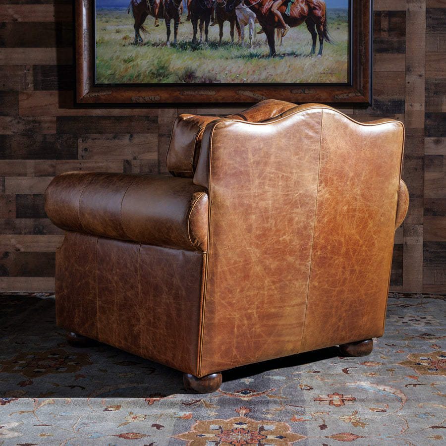 Rustic Bosque Leather Chair | Western Tooled Leather Chair and Ottoman ...
