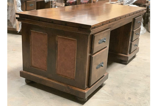 Western Office Desk With Leather | Rustic Ranch Style Office Furniture ...